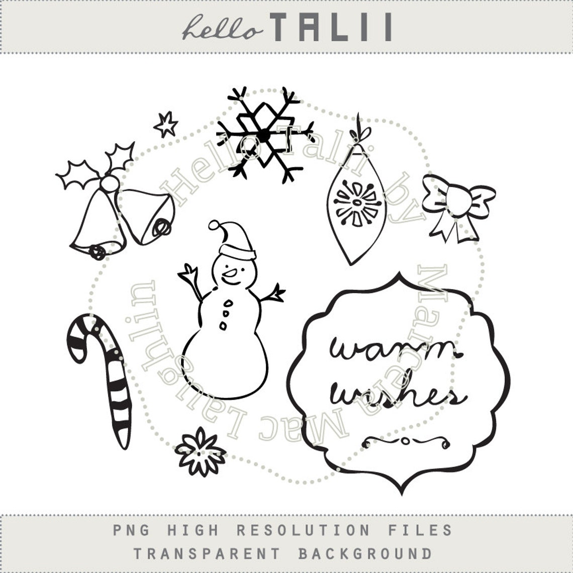 Christmas DOODLES Clipart 75 Handdrawn Digital Holidays | Etsy