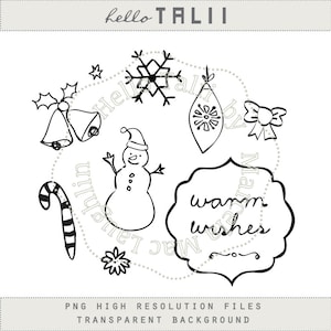 Christmas DOODLES Clipart- 75 Handdrawn Digital Holidays Doodles Frames ...