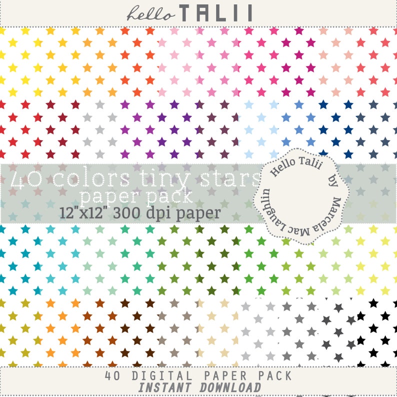 TINY STARS Digital Paper Little Stars Bright Rainbow Pastel - Etsy