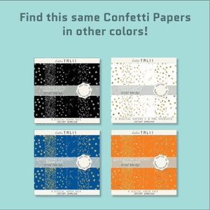 Black and Gold CONFETTI Digital Papers Glitter Confetti Party ...