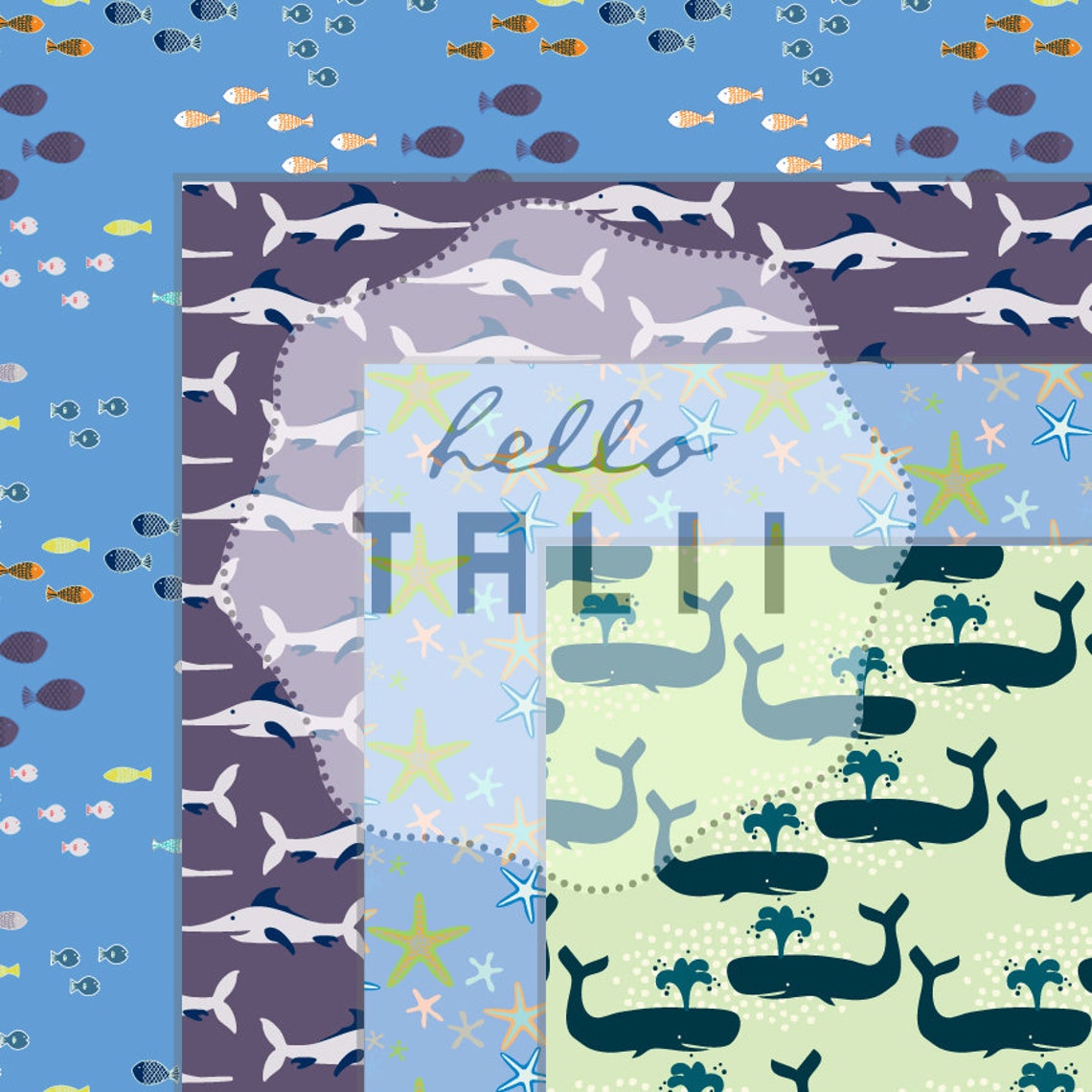 UNDER THE SEA Digital Paper Sea Life Ocean Creatures Shark - Etsy