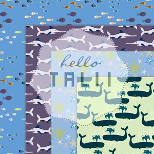 UNDER THE SEA Digital Paper- Sea Life Ocean Creatures Shark Whale ...