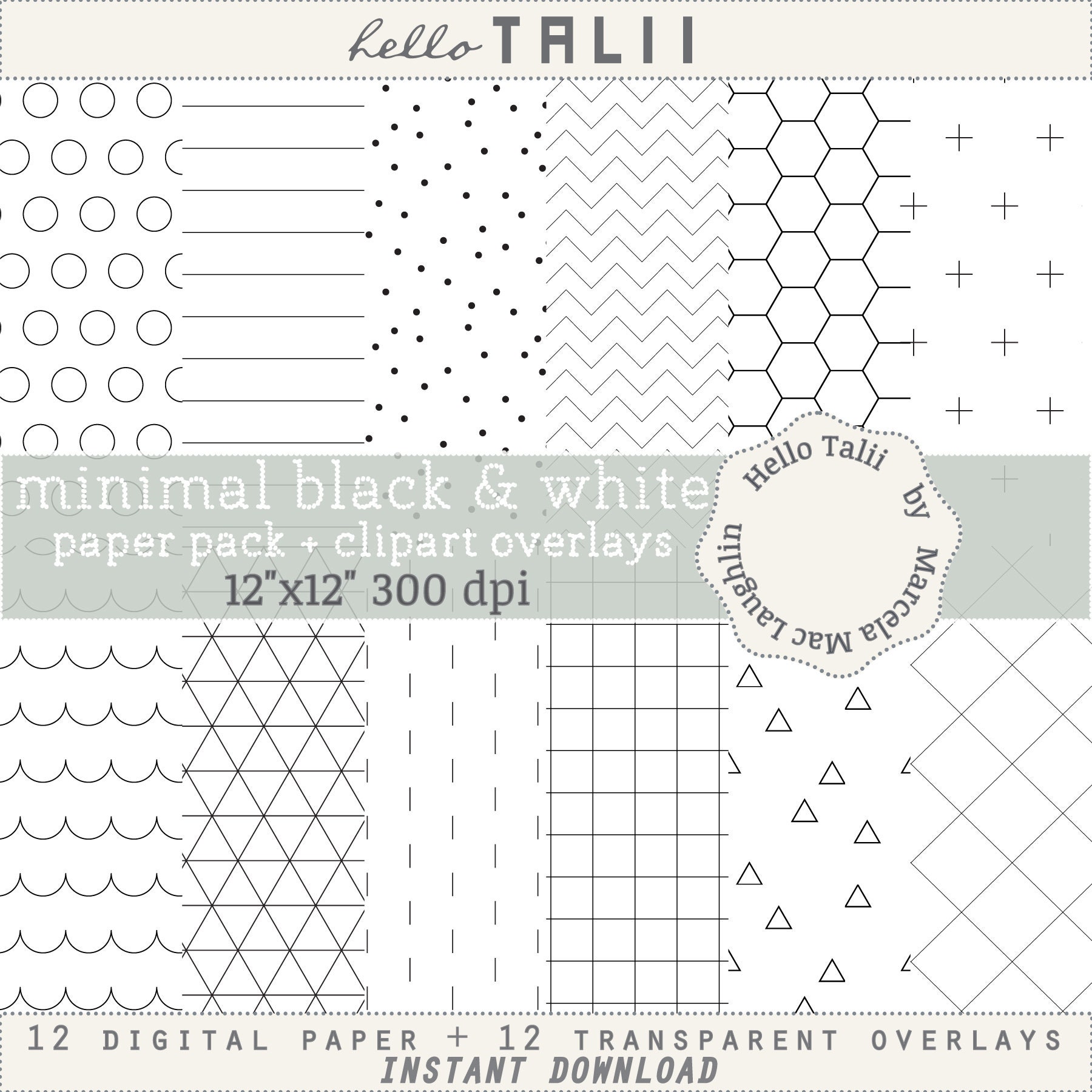 Black and White MINIMAL Digital Paper Clipart Overlays - Etsy