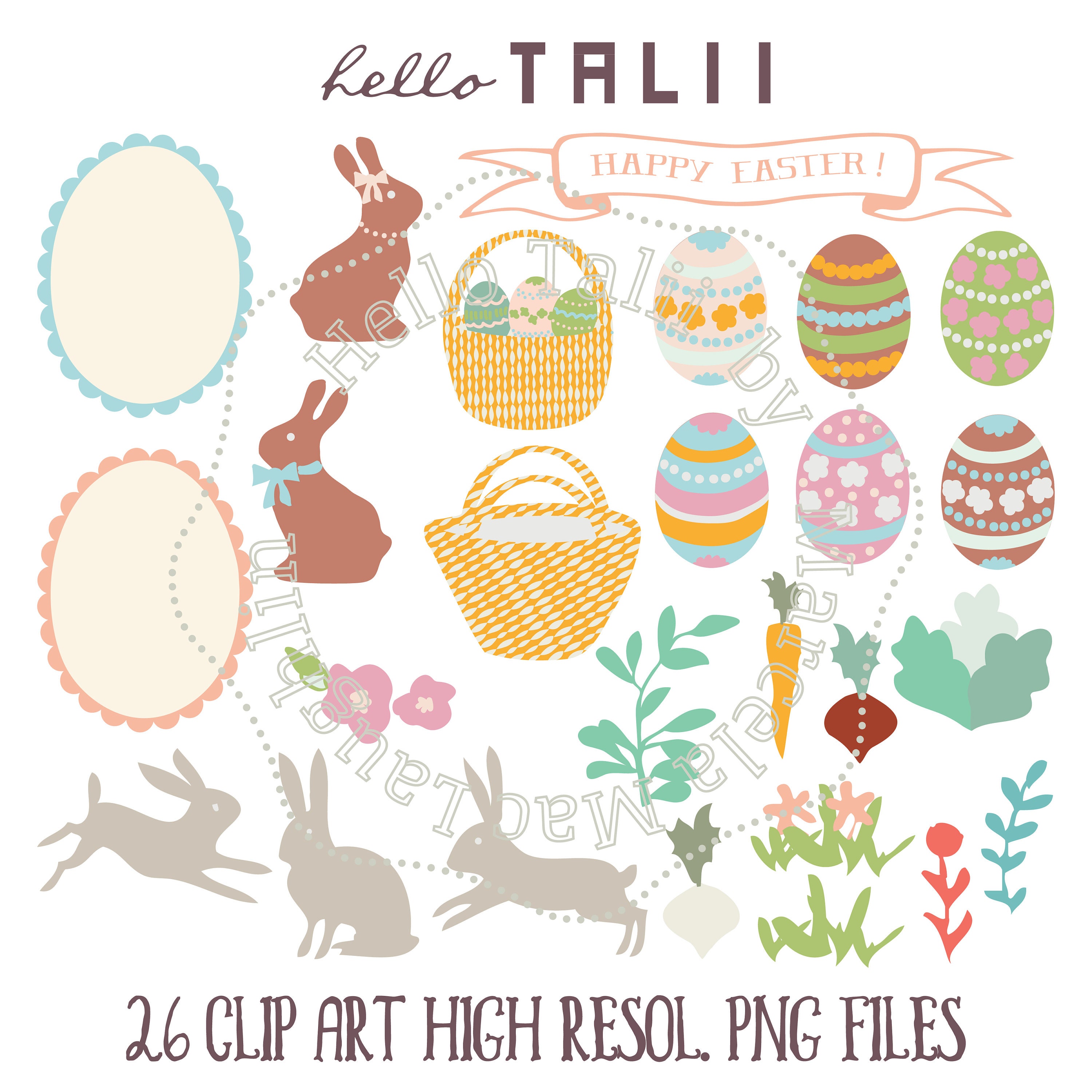 HAPPY EASTER BUNDLE Clip Art Digital Paper Easter Graphics - Etsy