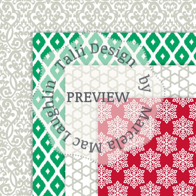 Christmas Digital Paper Red and green MERRY CHRISTMAS | Etsy