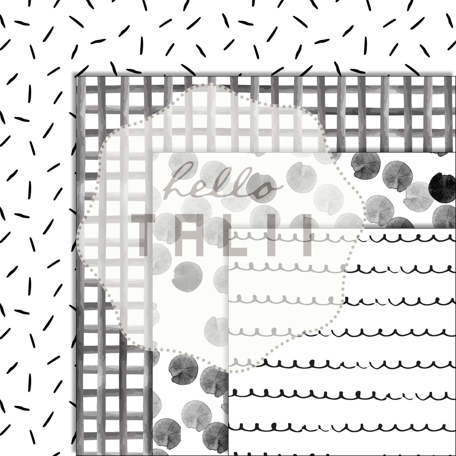 WATERCOLOR BLACK and WHITE Digital Paper Handpainted Doodles - Etsy