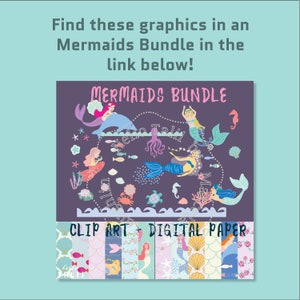 MERMAID CLIPART Little Mermaid Clipart Siren Digital Clip Art Under the ...