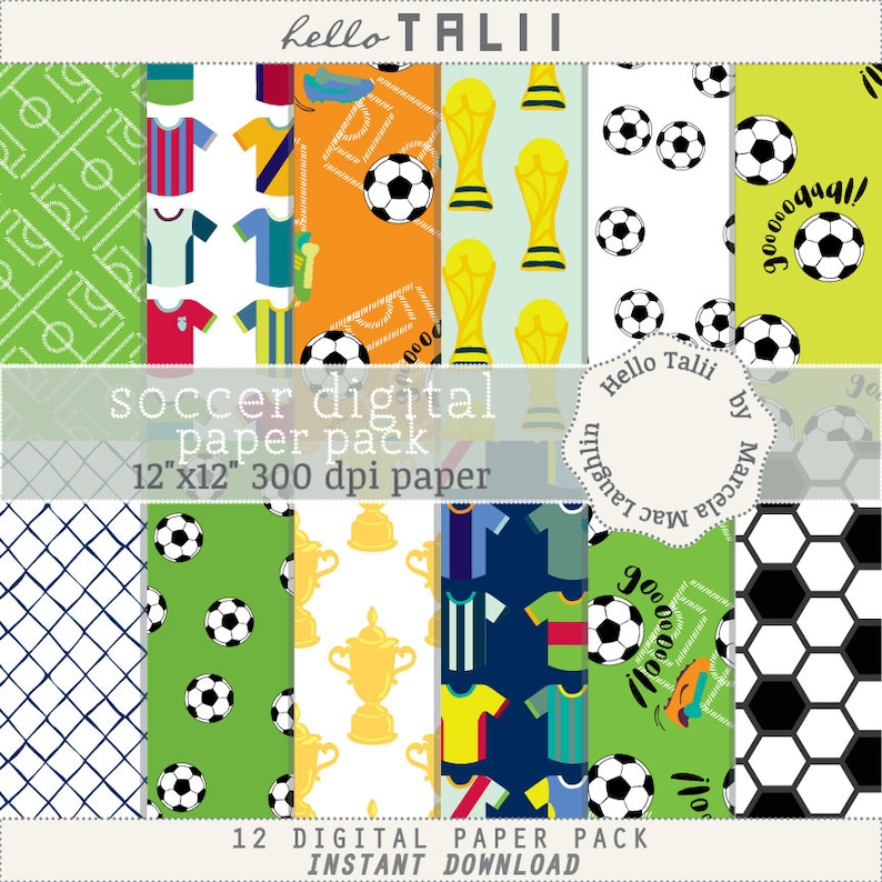 SOCCER Digital Paper World Cup Soccer Backgrounds Football | Etsy