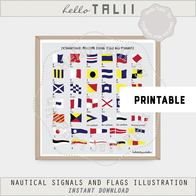 NAUTICAL Signs and Flags PRINTABLE Illustration- International Maritime ...