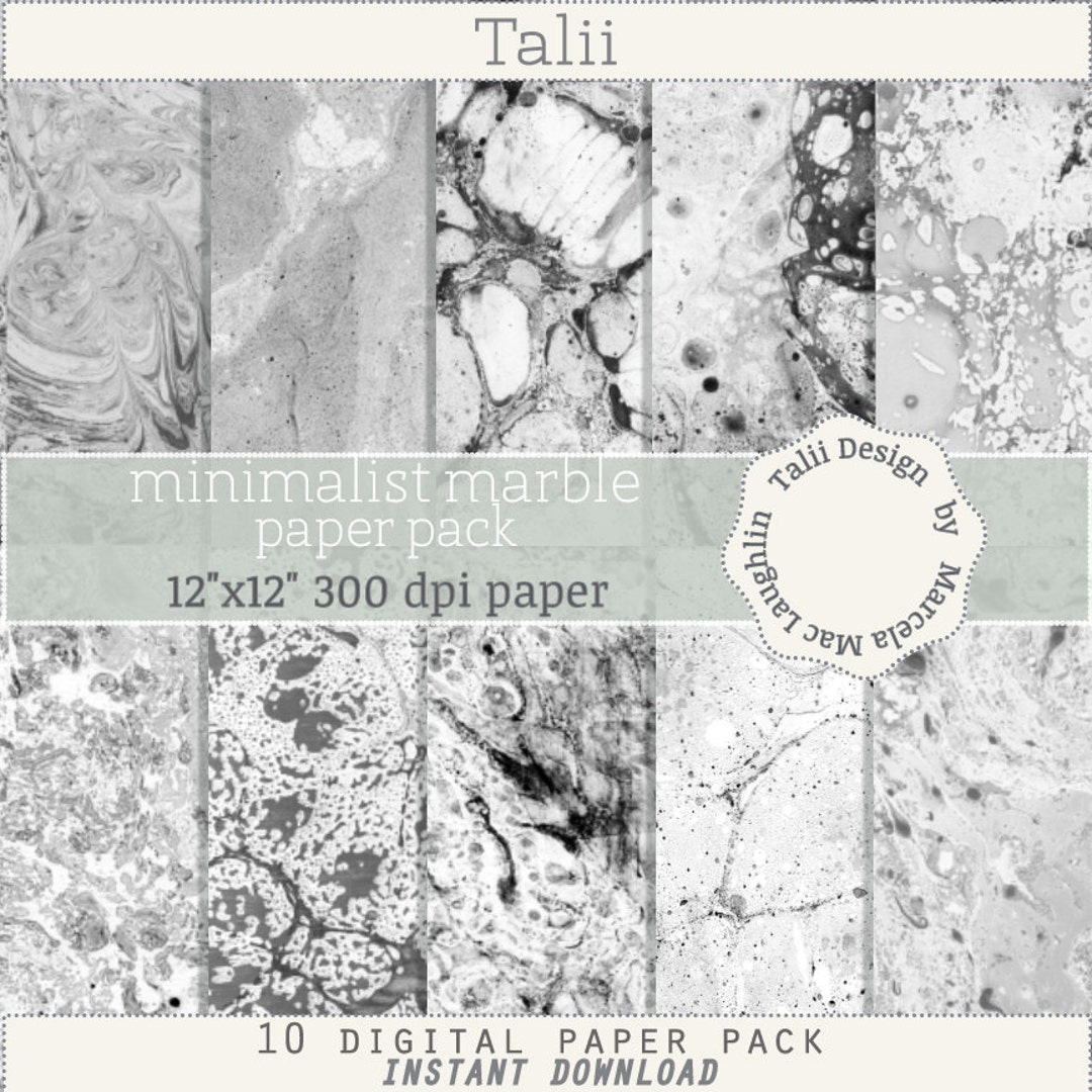 Marble Digital Paper MINIMALIST MARBLE- Black and White Marbled Papers ...
