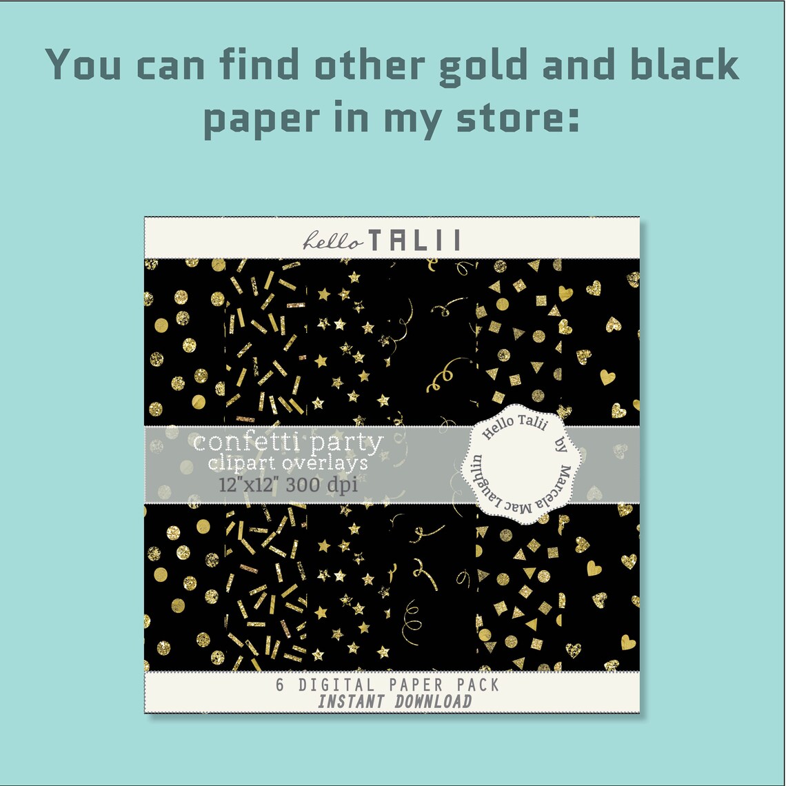 BLACK and GOLD Digital Paper Gold Glitter and Black | Etsy