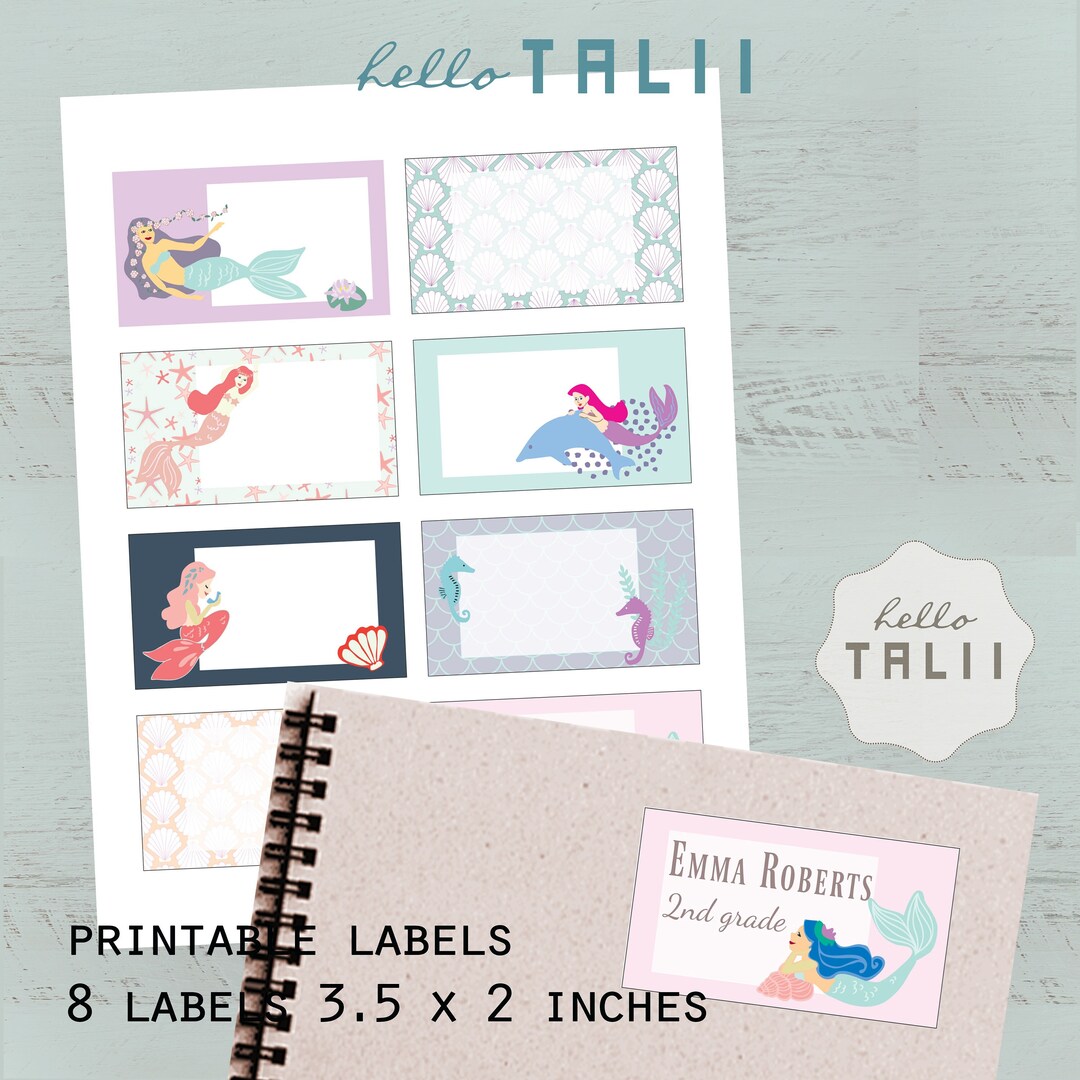 MERMAID LABELS - Printable Little Mermaid Name Labels Back to School ...