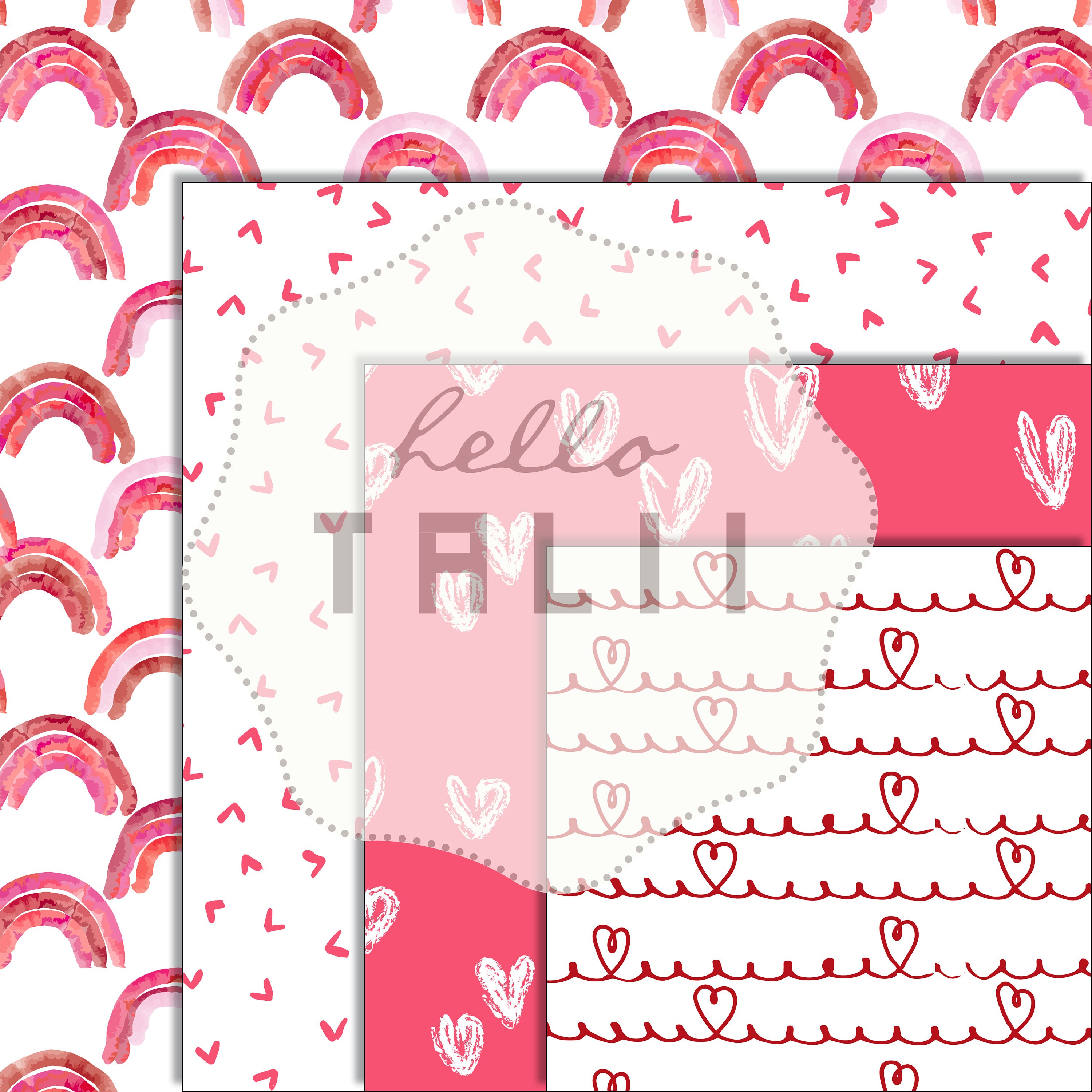 Valentines DAY Digital Paper Valentine's Day DOODLES | Etsy