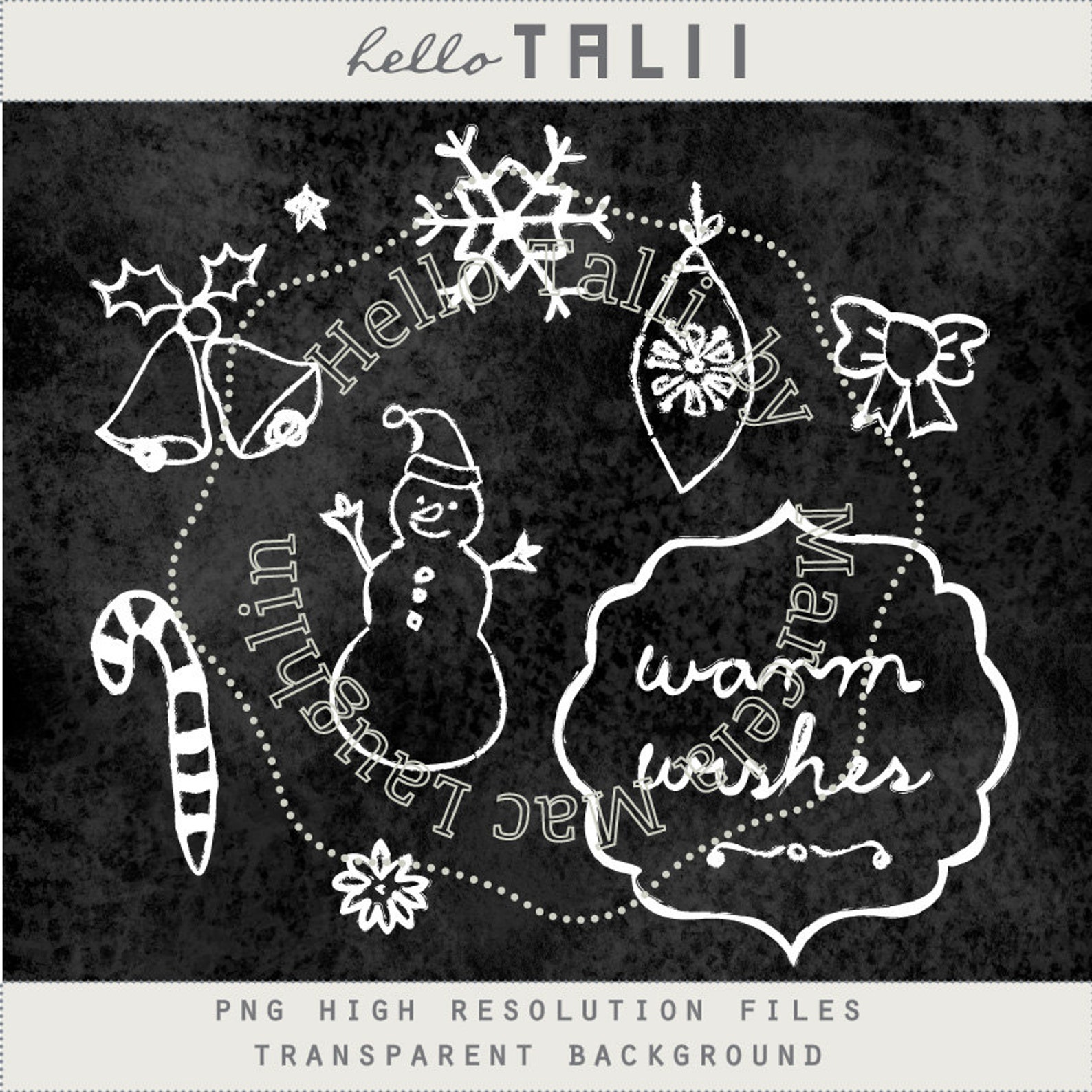 Christmas Chalkboard Doodles Clip Art 75 WHITE CHALK Doodles | Etsy