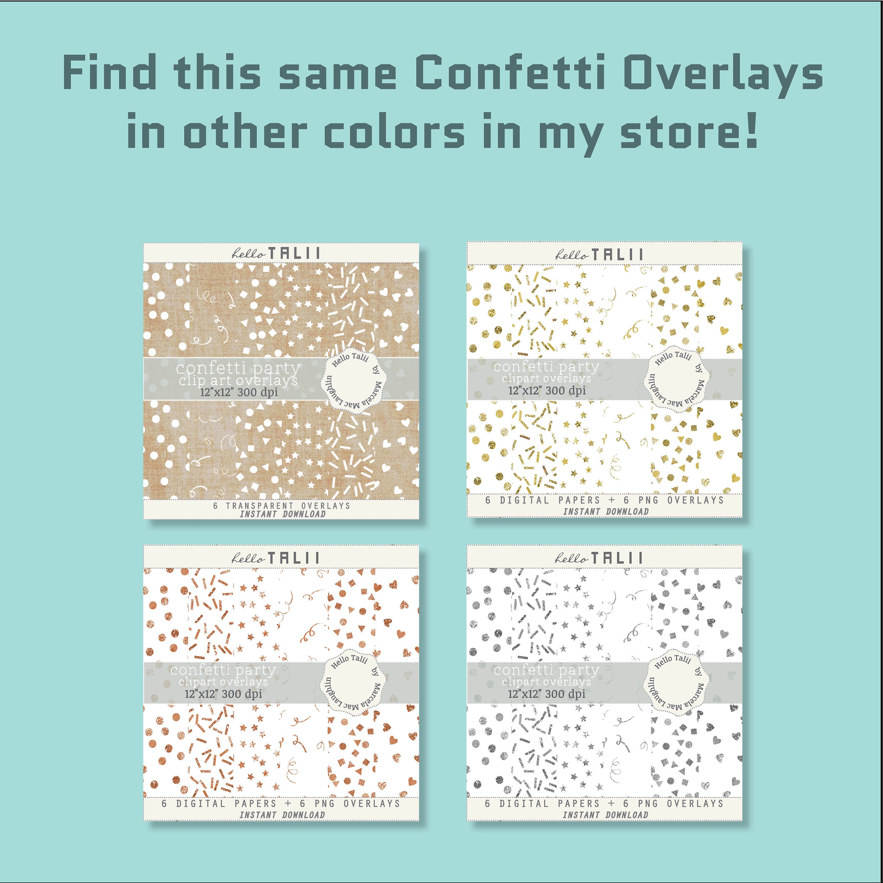 Rainbow Pastel Confetti OVERLAYS Digital Papers Assorted - Etsy