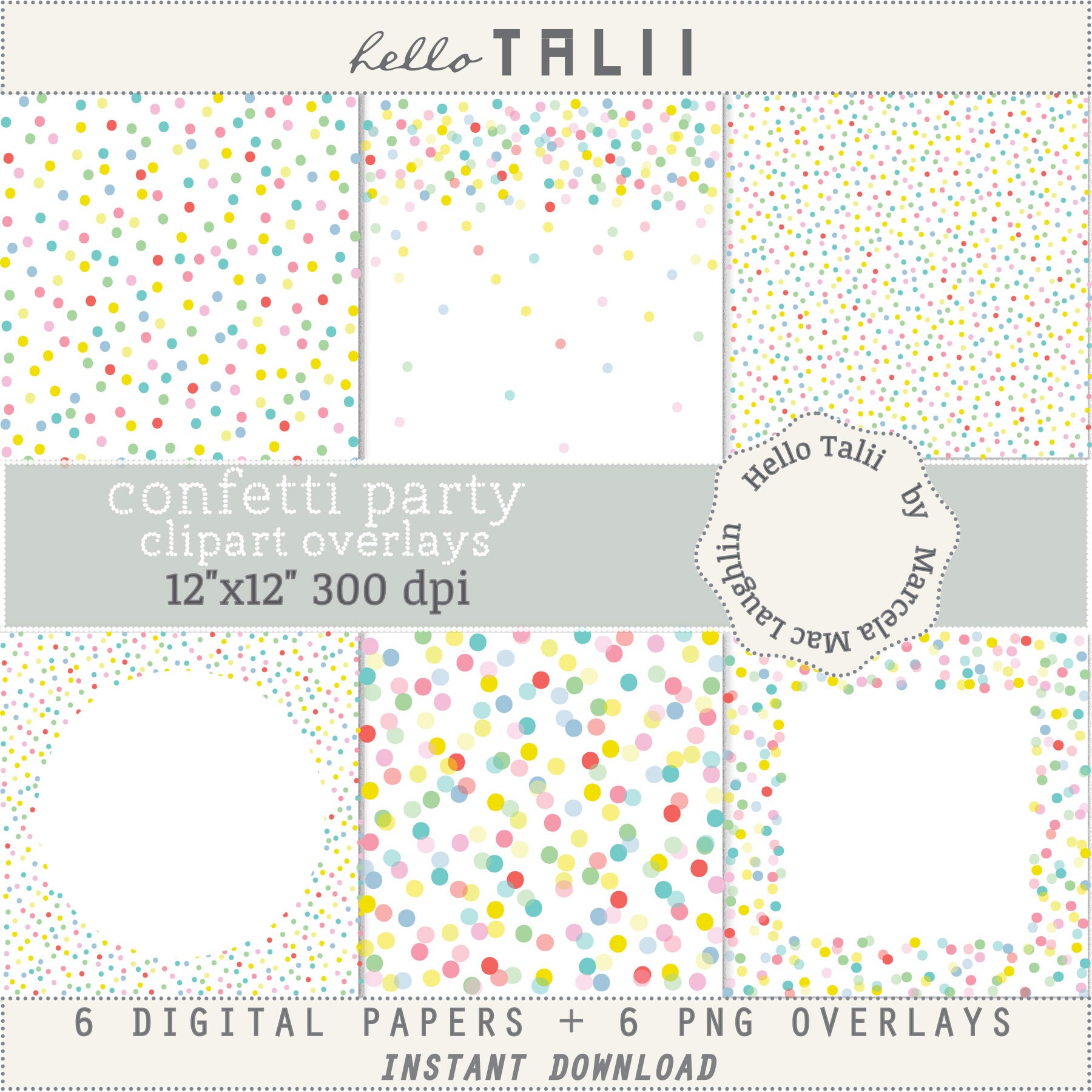 Polka DOTS Clipart Overlays Pastel Confetti Party Digital - Etsy