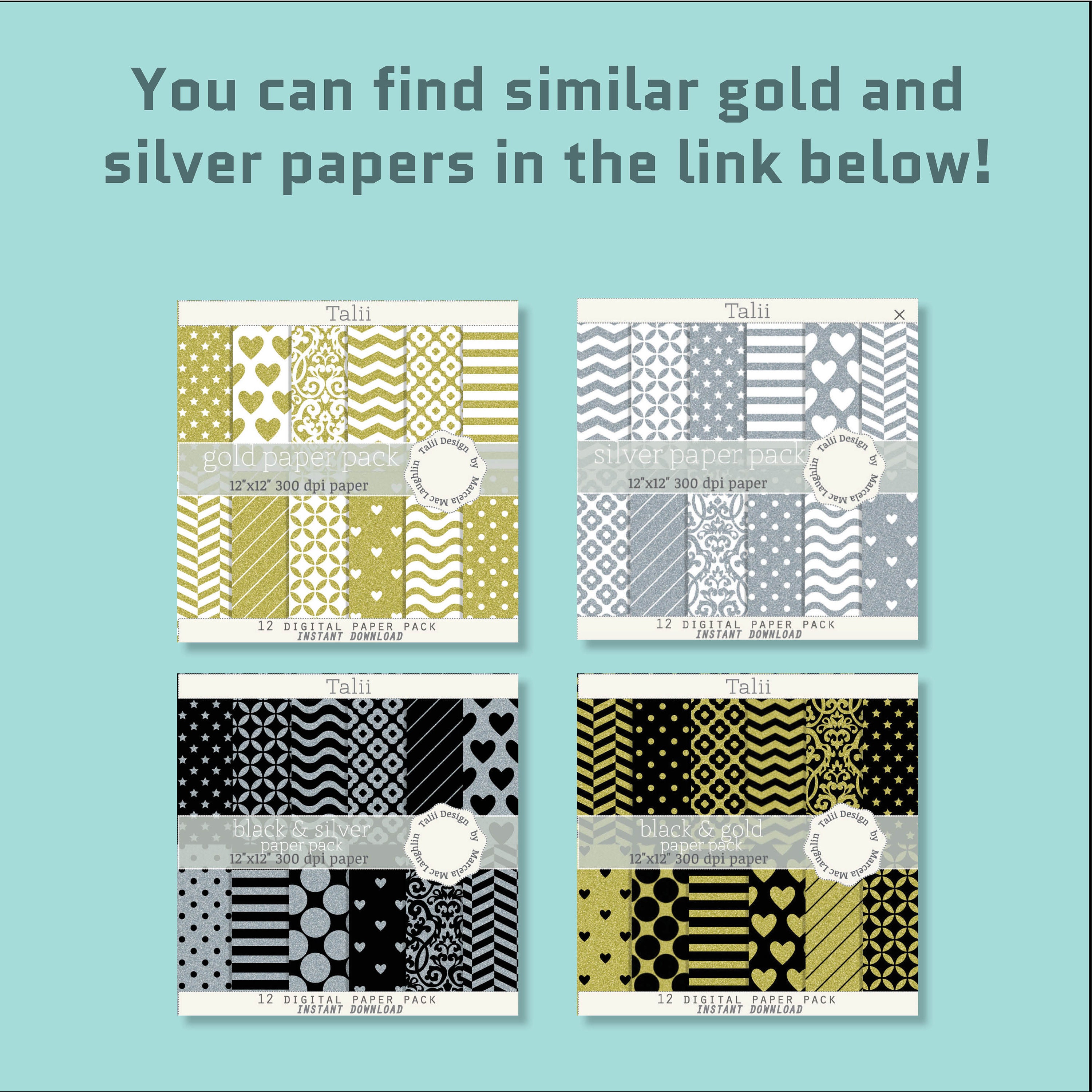 GOLD DIGITAL PAPER White and Gold Glitter Backgrounds Damask - Etsy