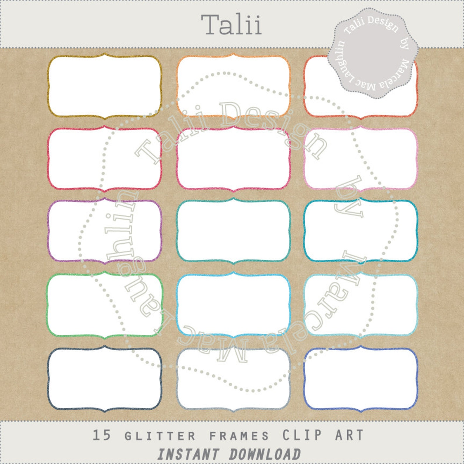 Glitter Frames CLIP ART- 15 White Labels With Glitter Border Gold ...