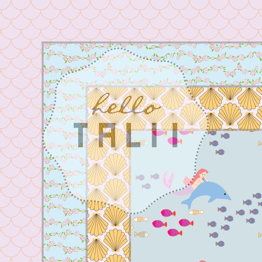 MERMAID Digital Paper Little Mermaid Party Backgrounds Pink - Etsy