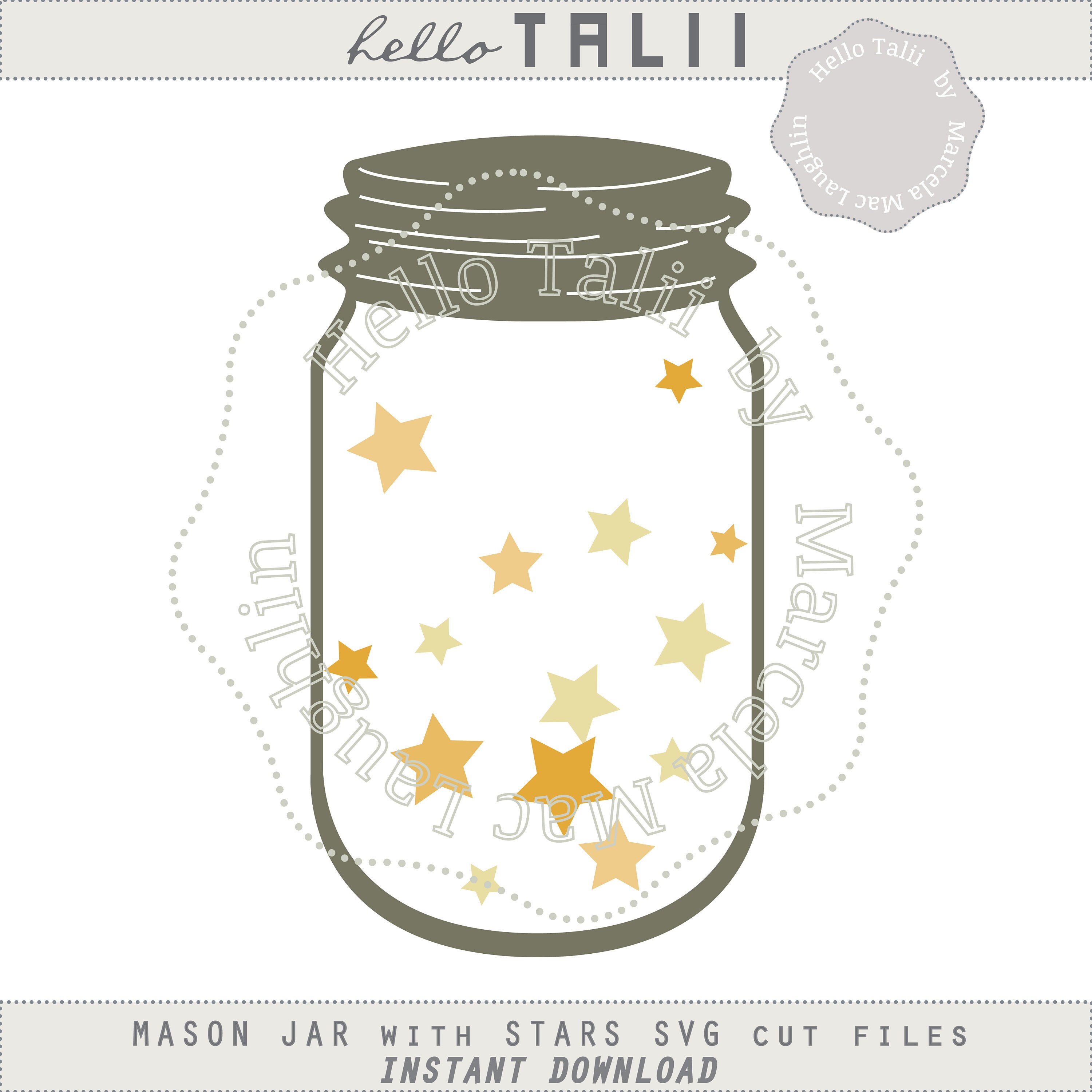 Mason JAR with STARS SVG Cut Files Canning Jar with Bright | Etsy