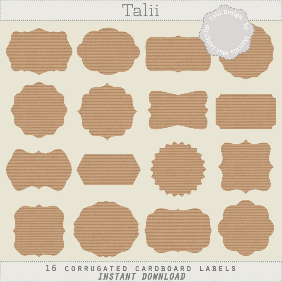 Frames Clipart CORRUGATED CARDBOARD LABELS 16 Fun Labels - Etsy