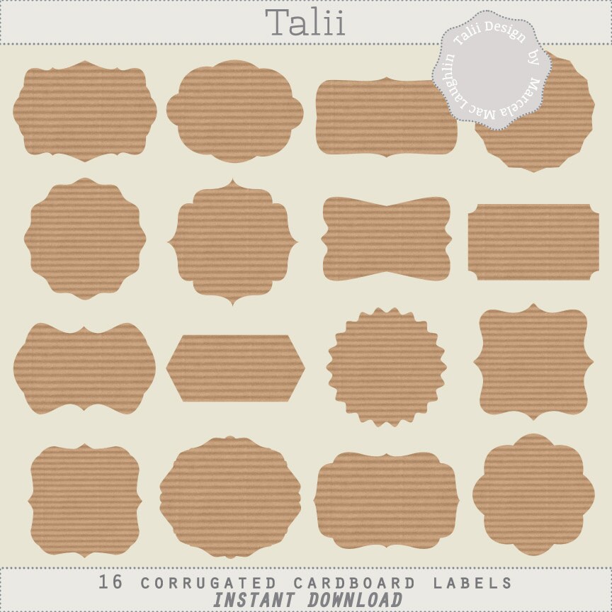 Frames Clipart CORRUGATED CARDBOARD LABELS 16 Fun Labels - Etsy