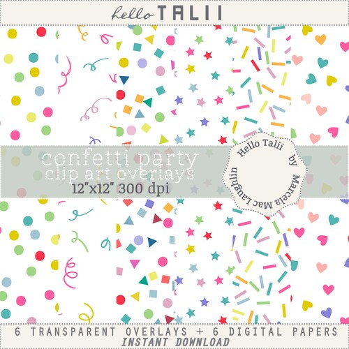 Rainbow Pastel Confetti OVERLAYS Digital Papers Assorted - Etsy