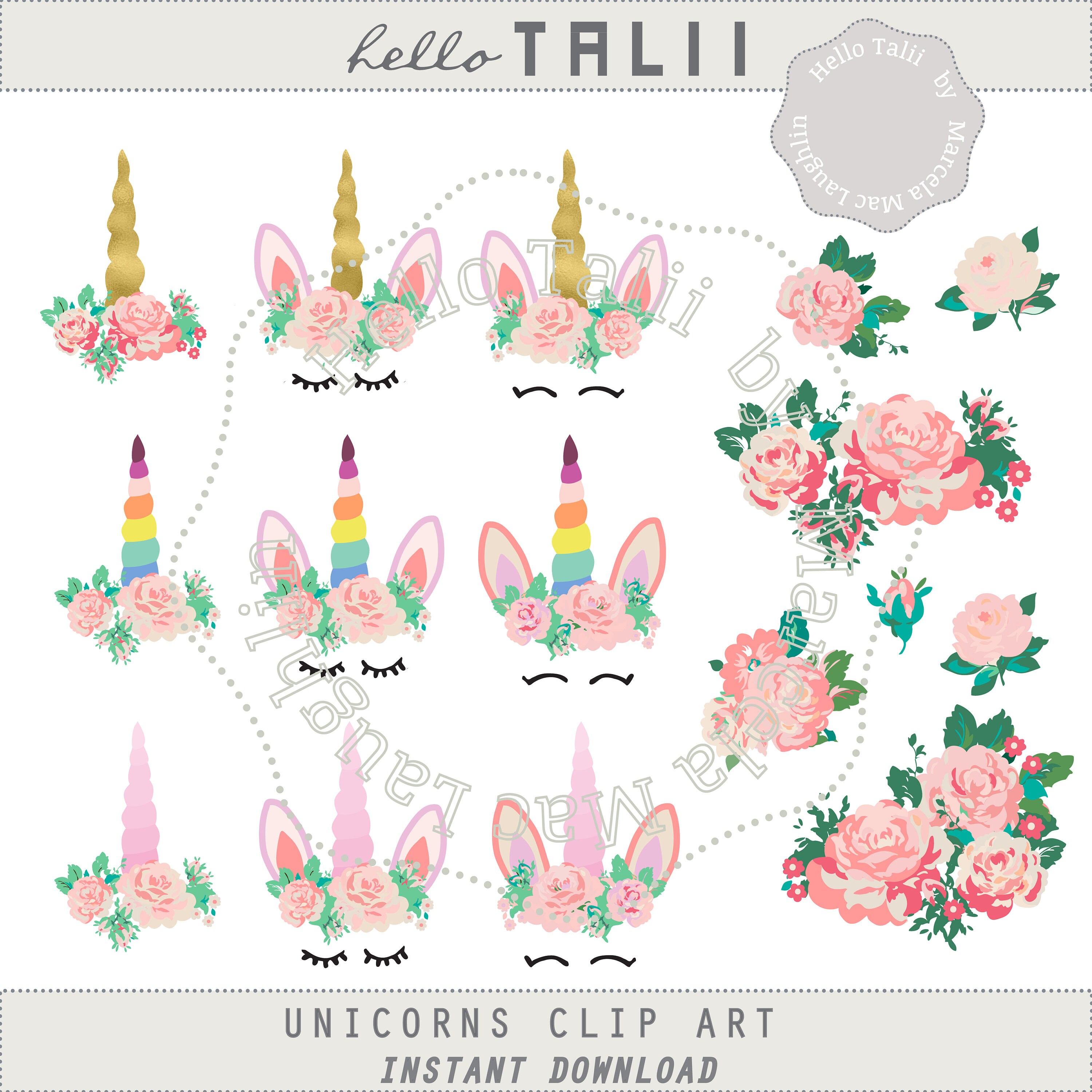 Art & Collectibles Drawing & Illustration Digital Flowers and Unicorns ...