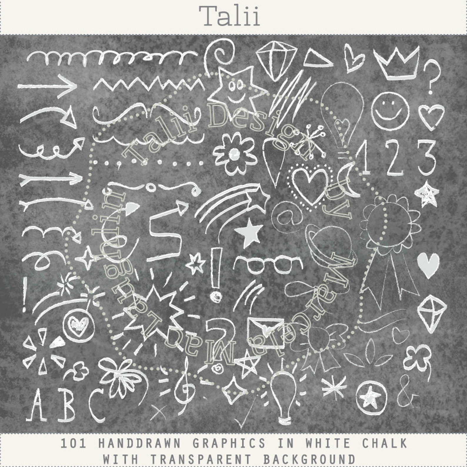 Chalkboard Doodles Clip Art- 101 WHITE CHALK DOODLES+ 3 Chalkboard ...