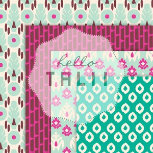 Pink Ikat Digital Paper PINK and TEAL IKAT Patterns Ikat Backgrounds ...