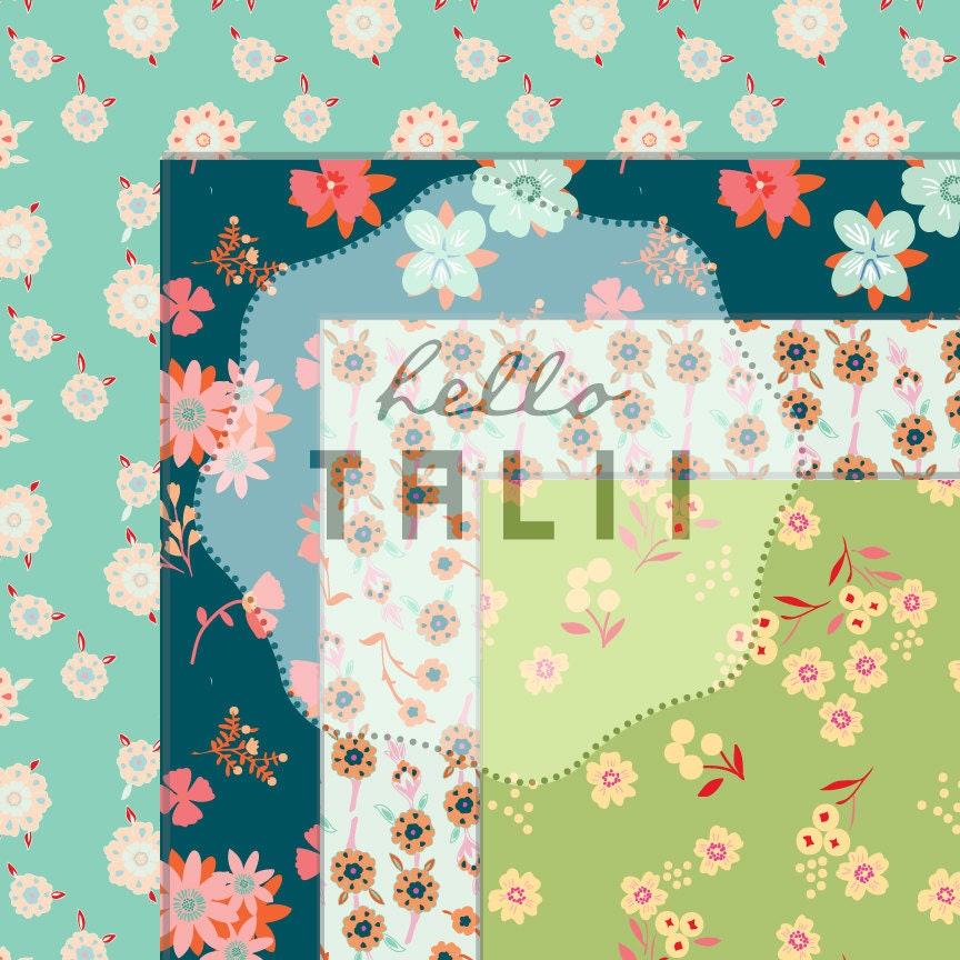 Flowers Digital Paper RETRO FLOWERS Paper Vintage Flowers | Etsy