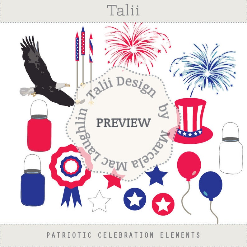 4th of July Clip Art Happy INDEPENDENCE Day- Patriotic Celebration ...