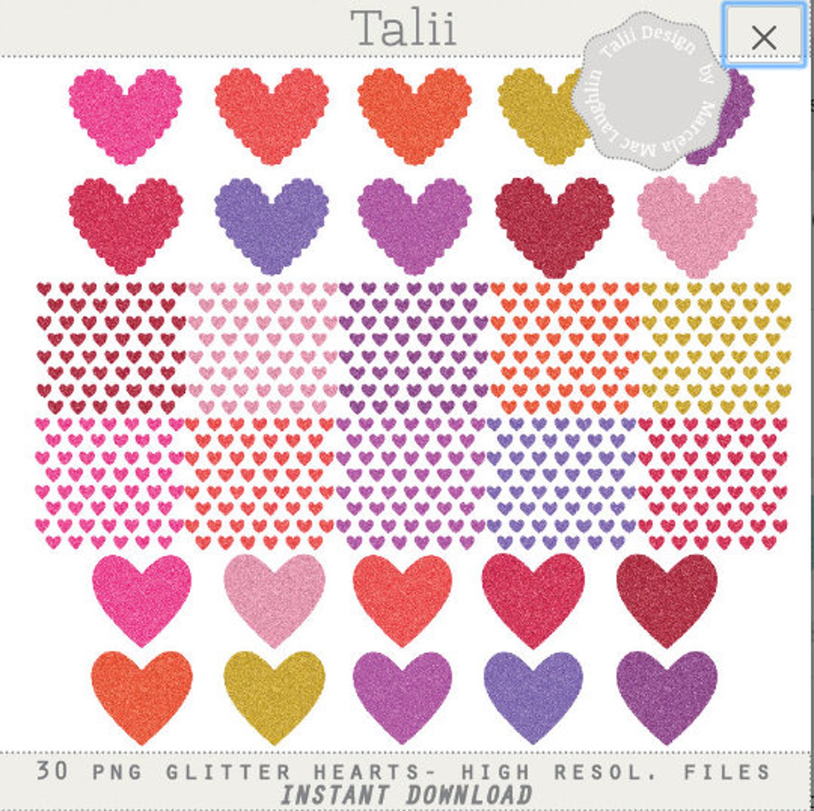 Glitter HEARTS Clipart BUNDLE Digital Valentine Day Clip Art | Etsy