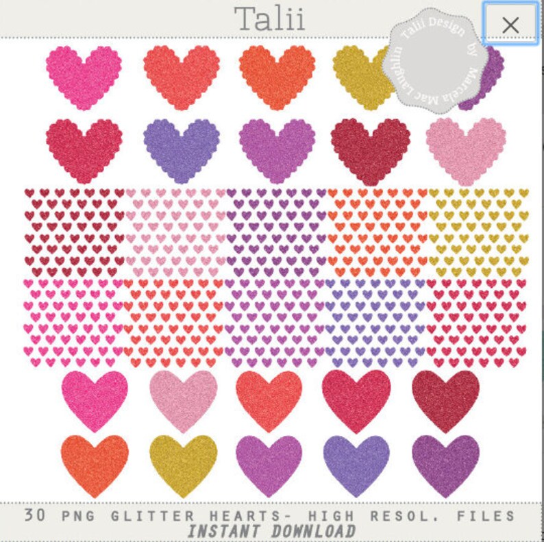 Glitter HEARTS Clipart BUNDLE Digital Valentine Day Clip Art - Etsy