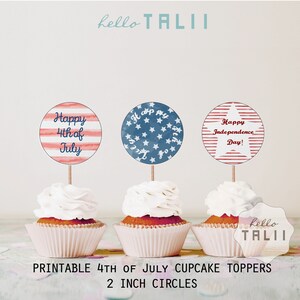 HAPPY 4th of JULY Cupcake Toppers- Printable Collage Sheets- 2 Inch ...