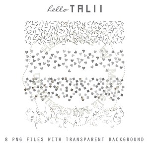 SILVER GLITTER CONFETTI Borders Clip Art- 8 Borders Silver Confetti ...