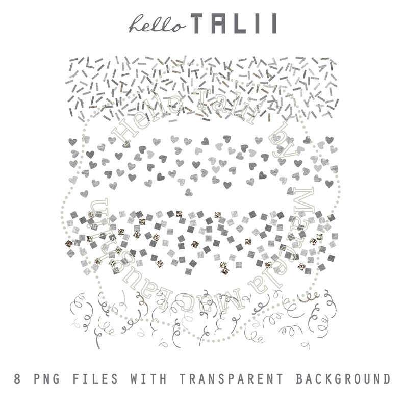 SILVER GLITTER CONFETTI Borders Clip Art 8 Borders Silver | Etsy