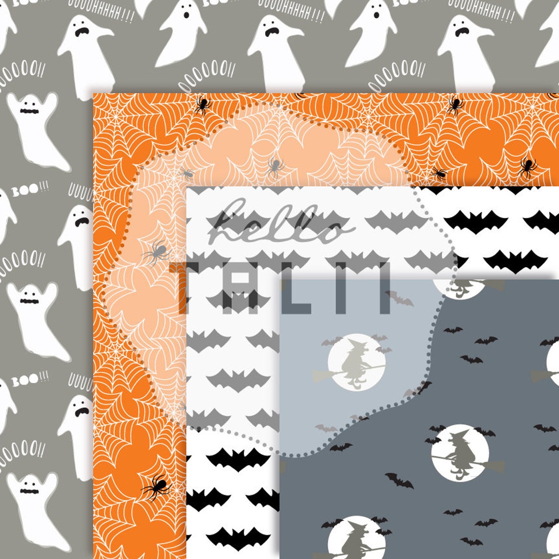 Halloween Digital Paper HALLOWEEN Decor Paper Pumpkins Skulls | Etsy