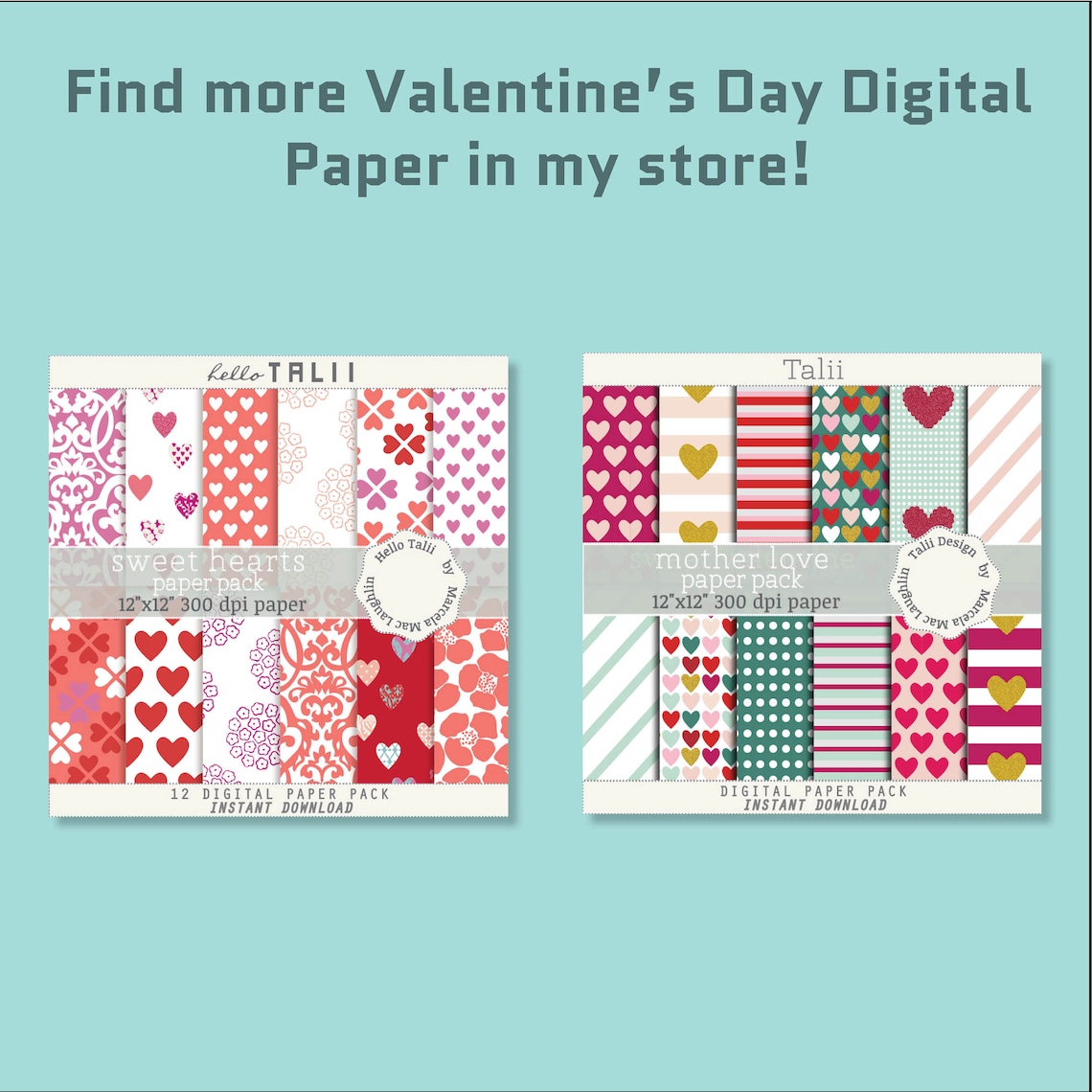 Hearts Digital Paper CONFETTI LOVE Pastel Colors Backgrounds | Etsy