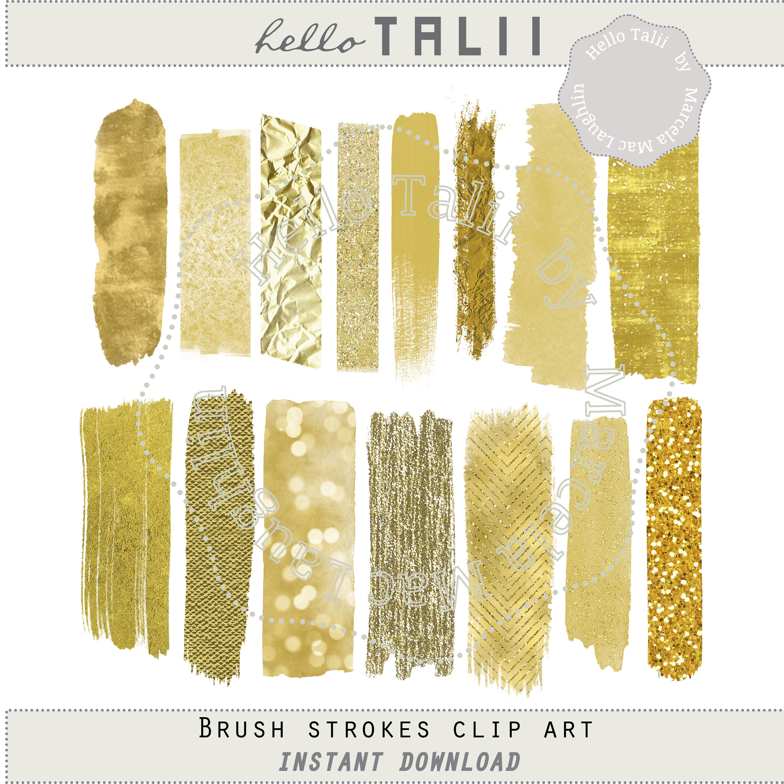 GOLD BRUSH STROKES Png Clipart Watercolor Glitter Gold Foil - Etsy