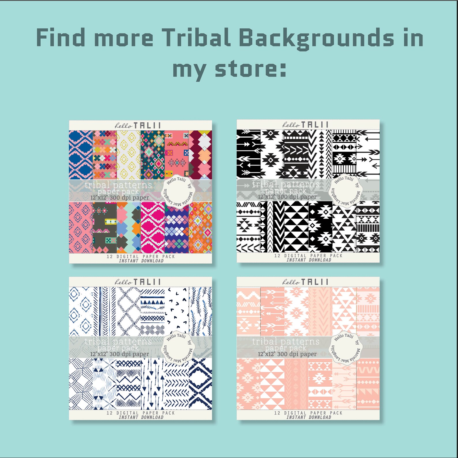 NEUTRAL TRIBAL Digital Paper Aztec Digital Backgrounds Arrows - Etsy