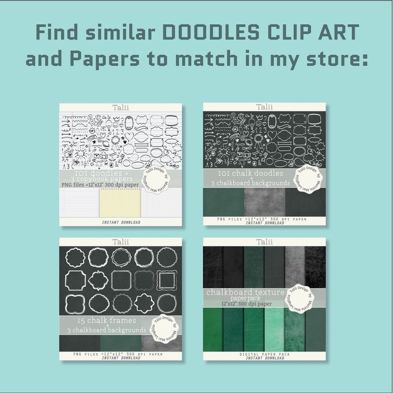 Chalkboard Back to SCHOOL Doodles Clip Art- 101 Science and Math WHITE ...