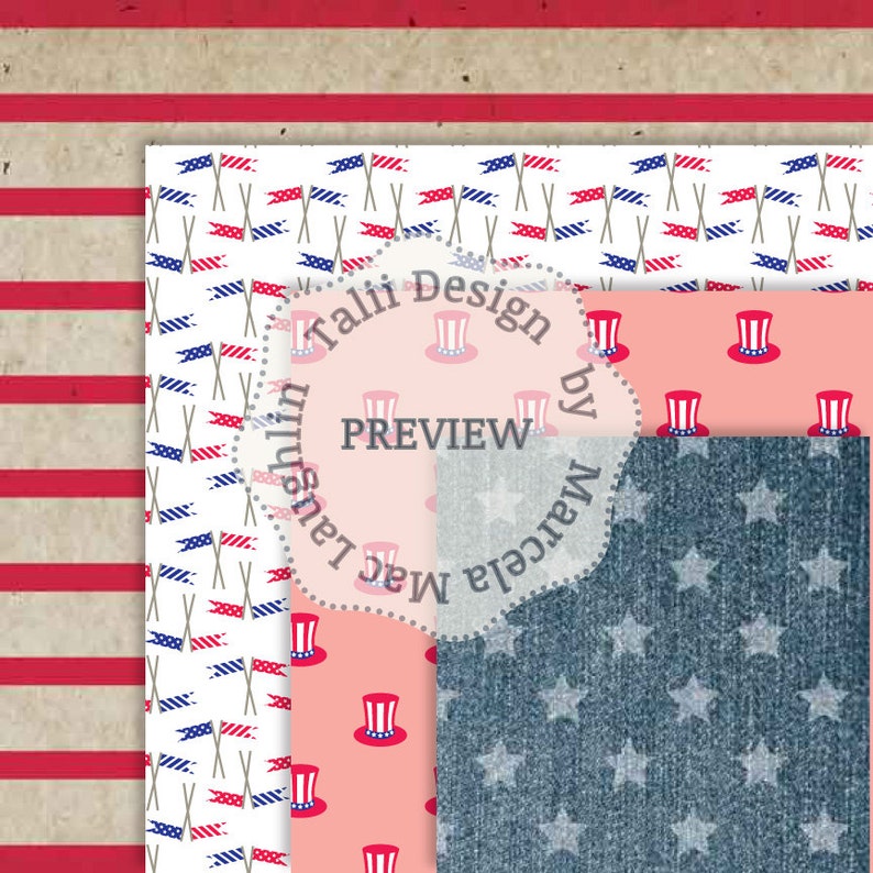 4th of July Digital Paper HAPPY Independence Day Patriotic | Etsy