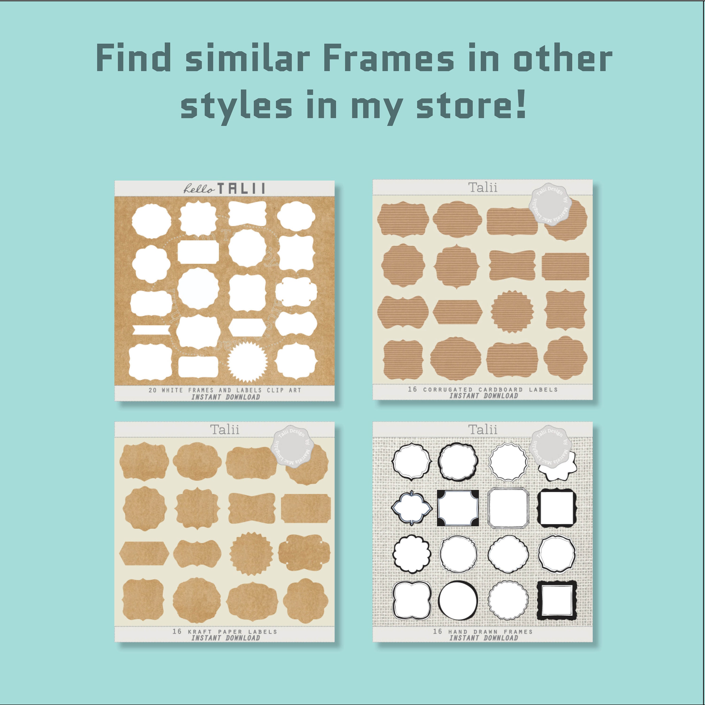 Glitter Frames CLIP ART 15 White Labels With Glitter Border | Etsy