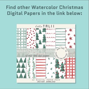 WATERCOLOR CHRISTMAS Digital Paper- Handpainted Watercolor Patterns ...