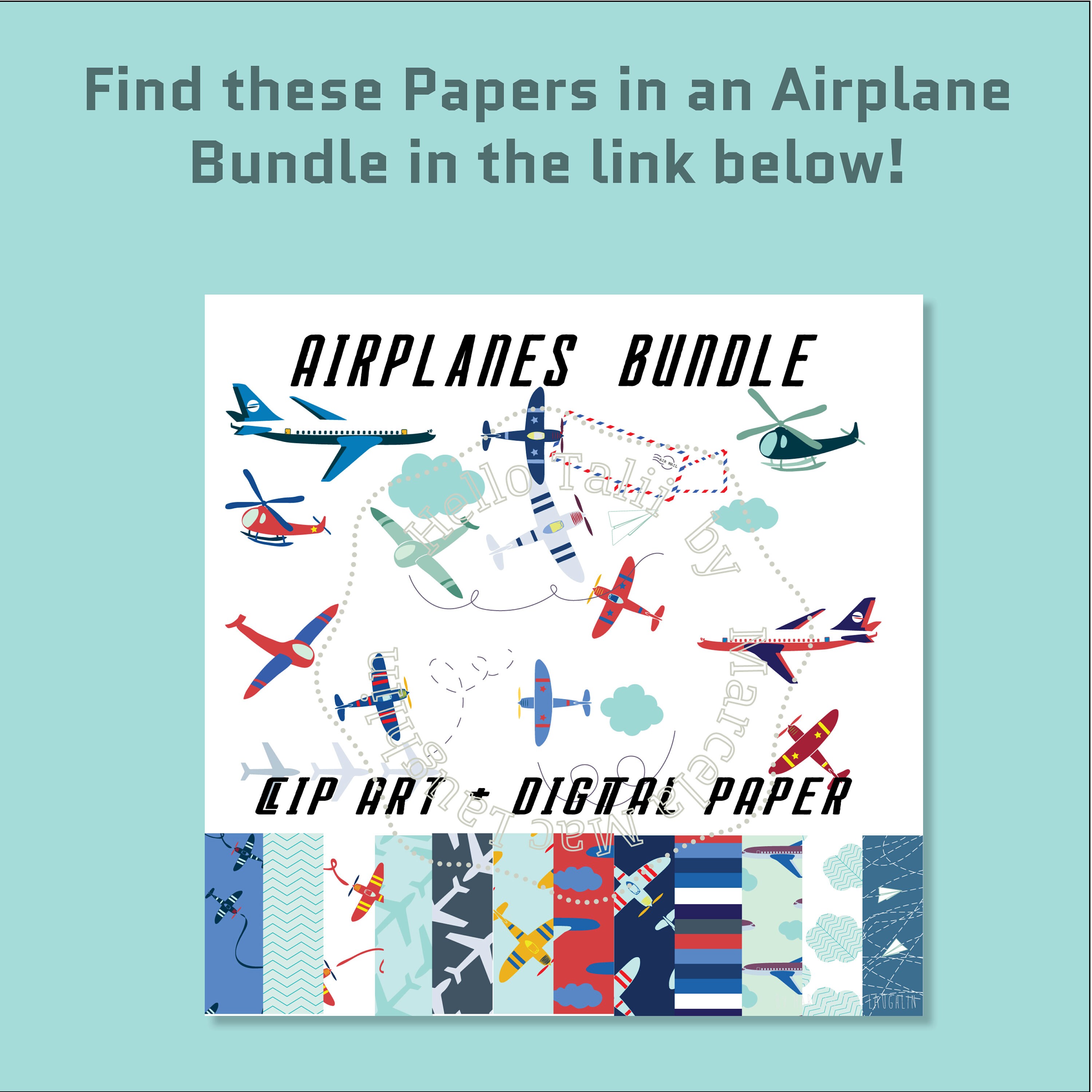 AIRPLANE Digital Paper Airplane Birthday Paper Plane Air Mail - Etsy