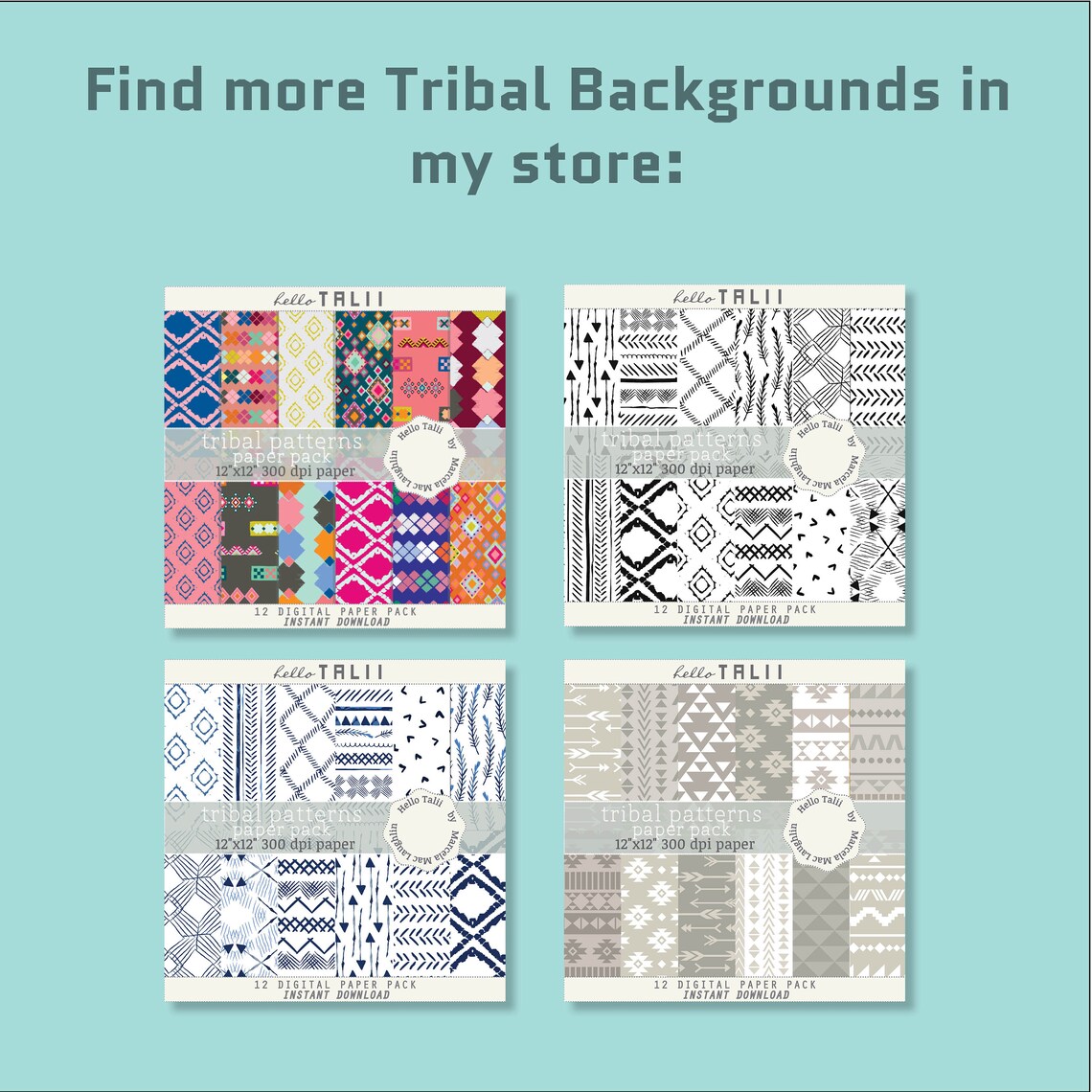 Aztec Digital Paper TRIBAL Black and White Aztec Backgrounds - Etsy