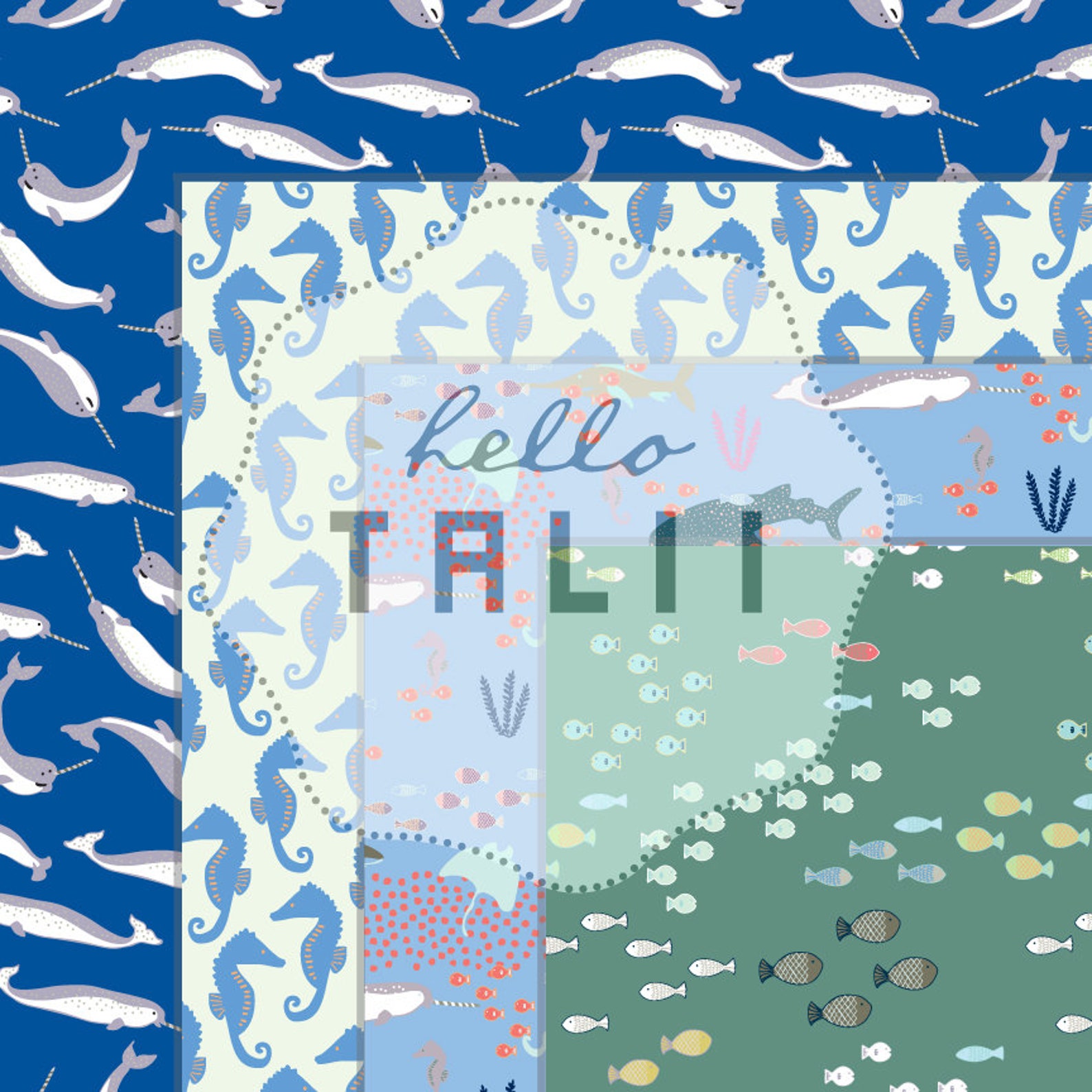 UNDER THE SEA Digital Paper Sea Life Ocean Creatures Shark - Etsy