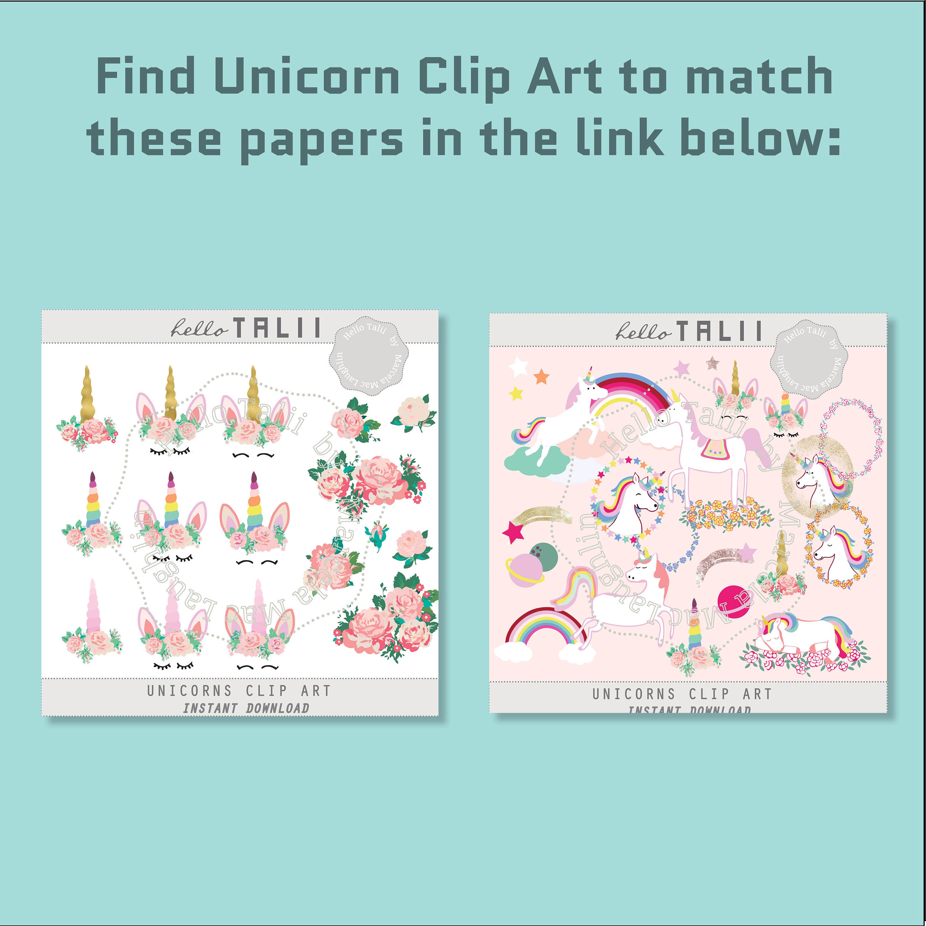 UNICORN Digital Paper Magical Unicorn Party Paper Birthday - Etsy