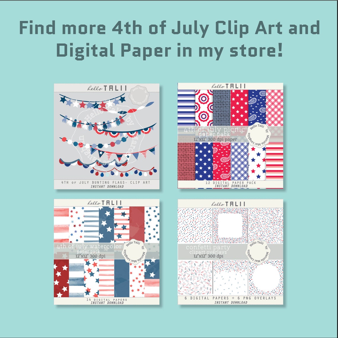 4th of July Digital Paper HAPPY Independence Day- Patriotic Patterns ...